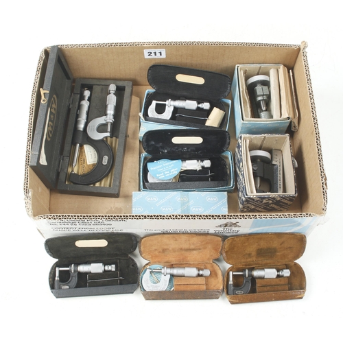 An unusual micrometer with pointed anvils and 8 other micrometers all ...