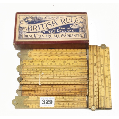 Seven 2' four fold boxwood rules in "Made in England" box (not ...