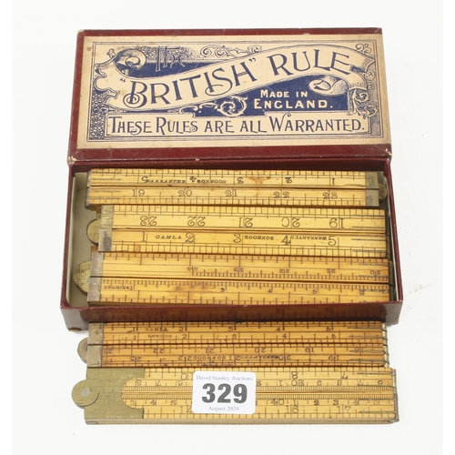 Seven 2' four fold boxwood rules in "Made in England" box (not ...