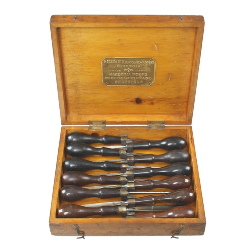 A little used set of 12 small carving tools by MARPLES with ebony and ...