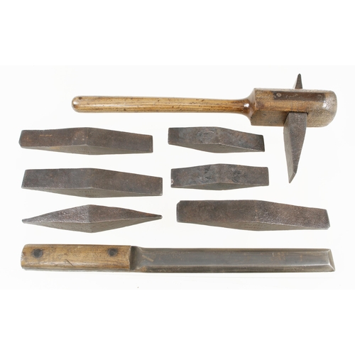 Two millwright's tools ie. an ash thrift with 6 spare bills and a very ...