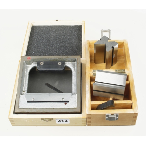 A 6" precision square level and a set of vee blocks F