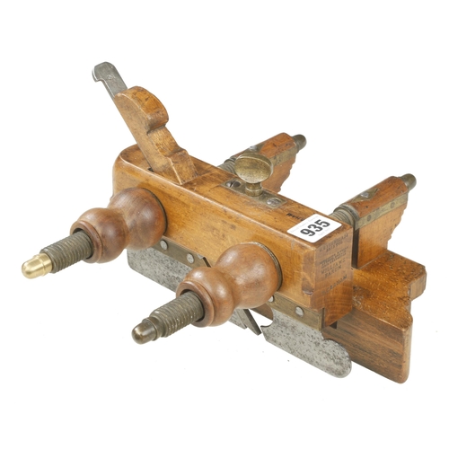 A rare brass screwstem beech plough plane by GREENSLADE Bristol with ...
