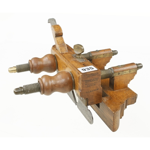 A rare brass screwstem beech plough plane by GREENSLADE Bristol with ...