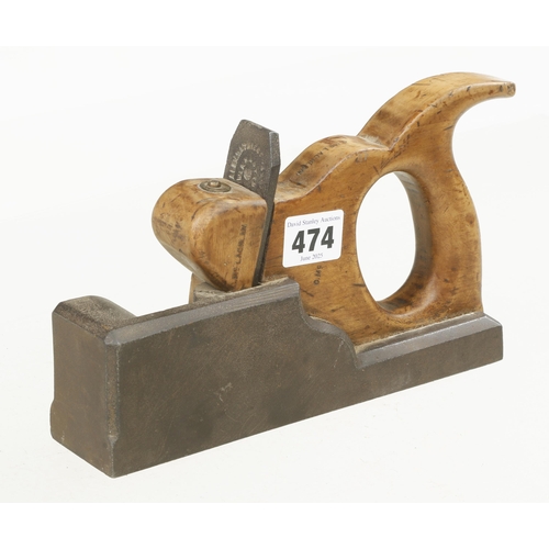 A heavy iron lead trimming plane 8" x 2" with sycamore handle G+