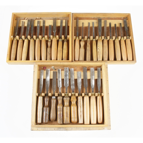 30 gouges by H.TAYLOR, MARPLES etc in purpose made box G+