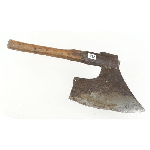 A goosewing axe (orig a L/H side axe) with W.R. touch marks and 11" edge G+