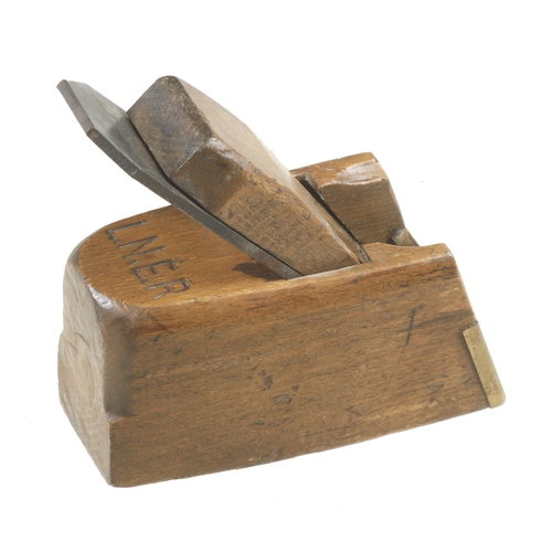 A 2" brass faced beech bullnose plane marked L.N.E.R. G+