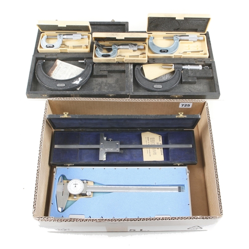 An engineer's dial gauge, depth gauge and 3 micrometers all by KENNEDY ...