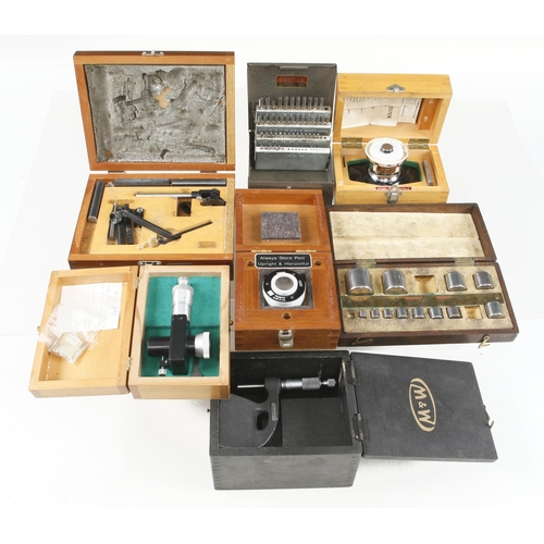 An unusual engineer's micrometer by M & W and 6 other boxed tools G+
