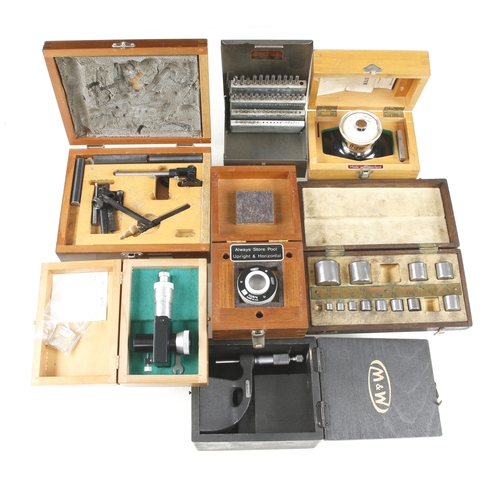 An unusual engineer's micrometer by M & W and 6 other boxed tools G+