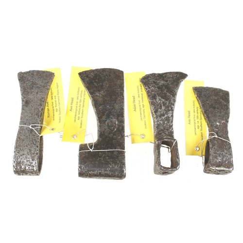 Four early axe heads found in a German archaeological dig G-