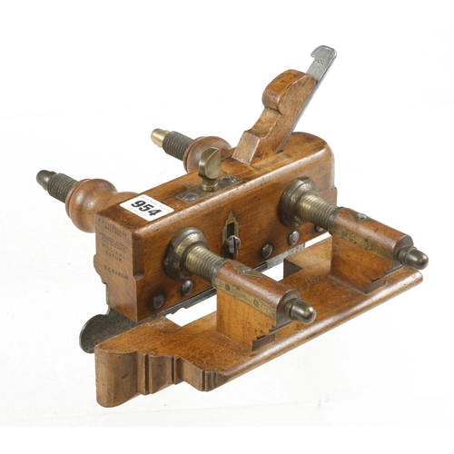 A rare brass screw stemmed beech plough plane by GREENSLADE Bristol ...