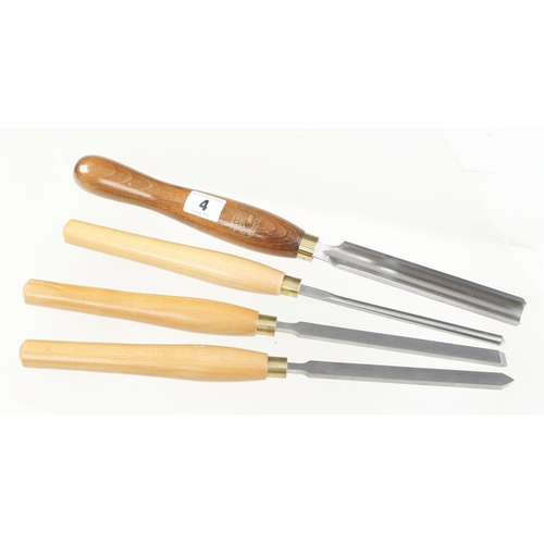 Three little used turning tools by DRAPER and another by CROWN TOOLS G++