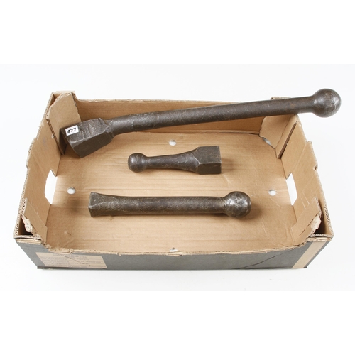 Three heavy iron tools 9" to 27" long (one marked 11SDG) G