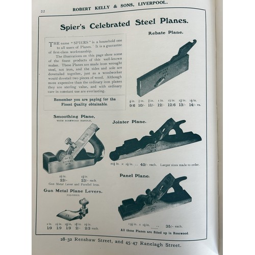 Robert Kelly & Sons Liverpool; Tools for Woodworkers c1900 including a ...