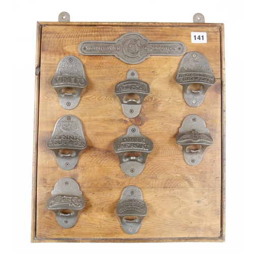 A wall mounted display of 8 bottle openers by COTTINGHAM Collections G+