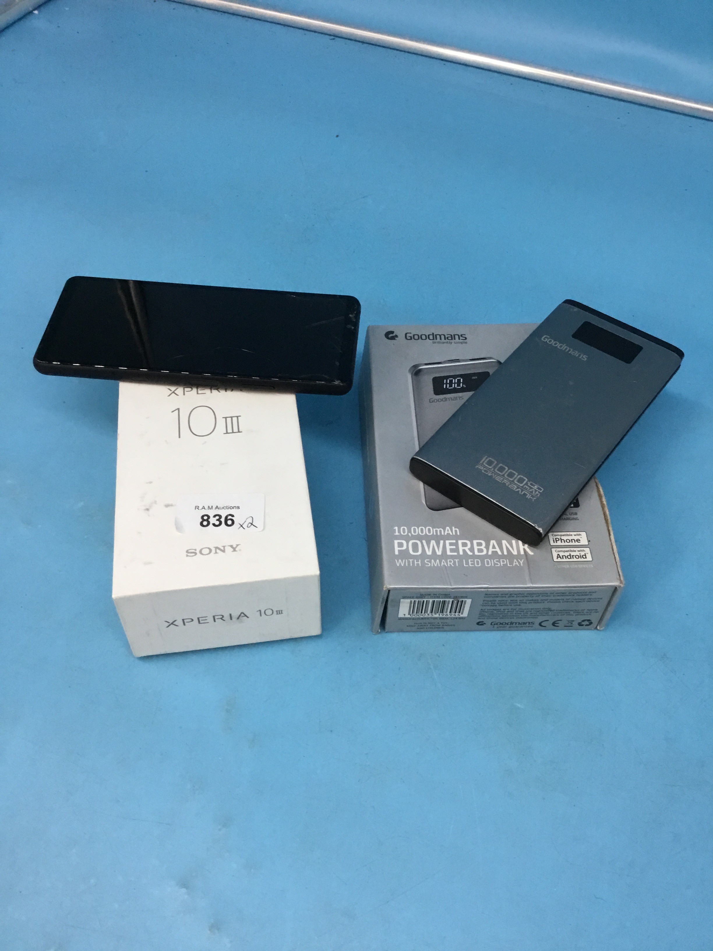 Experia 10 Phone In The Box and a Boxed Powerbank