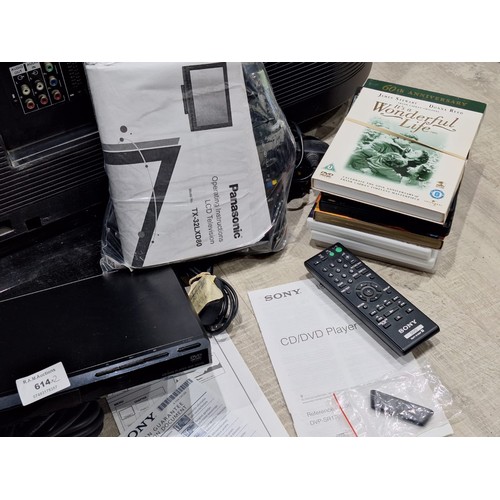 Panasonic TV, Sony DVD Player and Films With All Leads