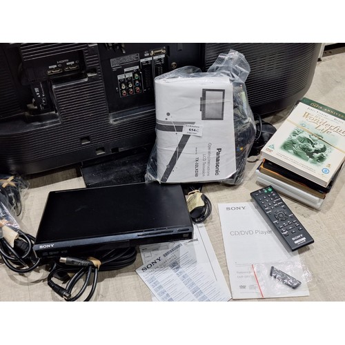 Panasonic TV, Sony DVD Player and Films With All Leads