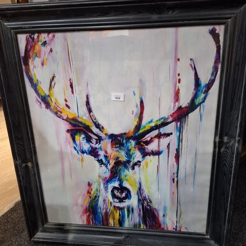 Framed Pop Art Stag (Rare) On Canvas