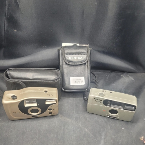 A Pair of Vintage Point-and-Shoot 35mm Film Cameras, including a Pentax ...