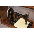 Cased Simplex hand driven sewing machine inlaid mother of pearl ...