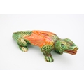 Clews and Co Chameleon Ware Art Deco figure of a Dragon, 20cm long.