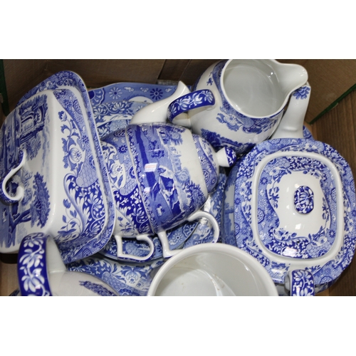 A large collection of Spode Blue Italian pottery to include a coffee ...
