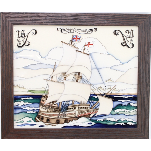 Moorcroft limited edition Mayflower plaque, number 7 of 15 made, wooden ...