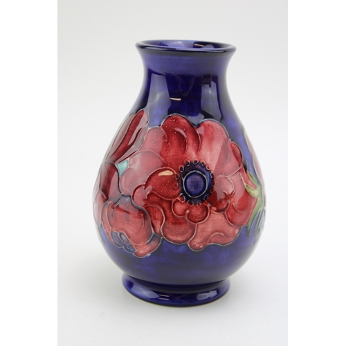 Moorcroft 'Anemone' pattern vase, blue ground, signed WM to base, 14cm ...