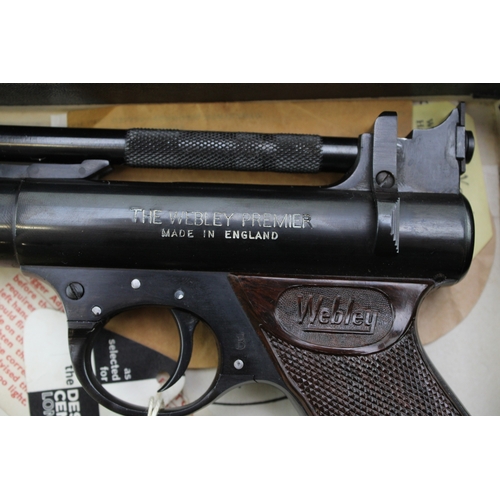 Boxed Webley & Scott 'Premier' .22 No. 2 Bore air pistol, batch no. 129 ...