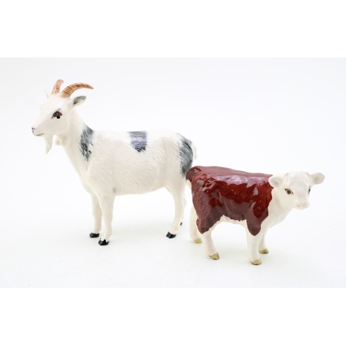 Beswick Hereford Calf with a Beswick Nigerian Pot Bellied goat (2).