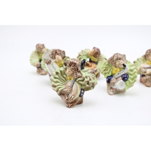 Beswick Comical Monkey Band comprising Guitar 1259, Banjo 1260, Tuba ...