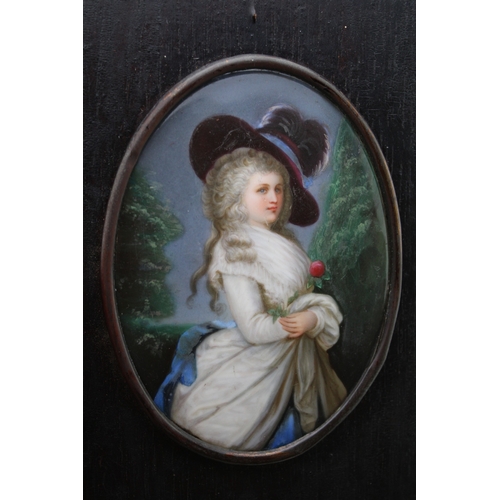 A 19th century painted porcelain oval plaque, believed to be Lady ...