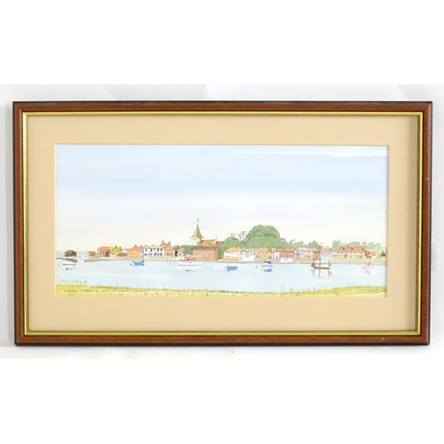 C. L. Roberts, Watercolour, Bosham Harbour, West Sussex, with boats on ...