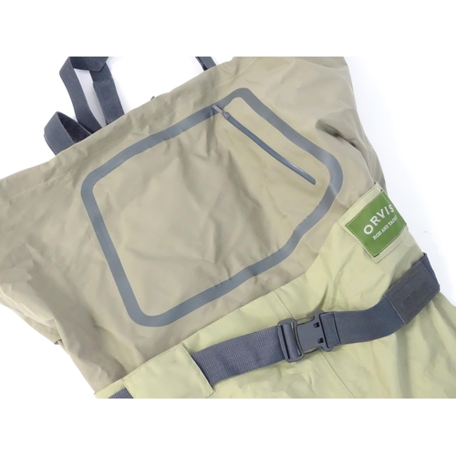 Fly fishing: a pair Orvis Silver Label chest waders, size 'medium long ...
