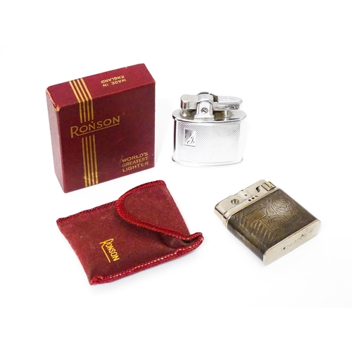 A mid 20thC Ronson Standard pocket lighter with original box and slip ...