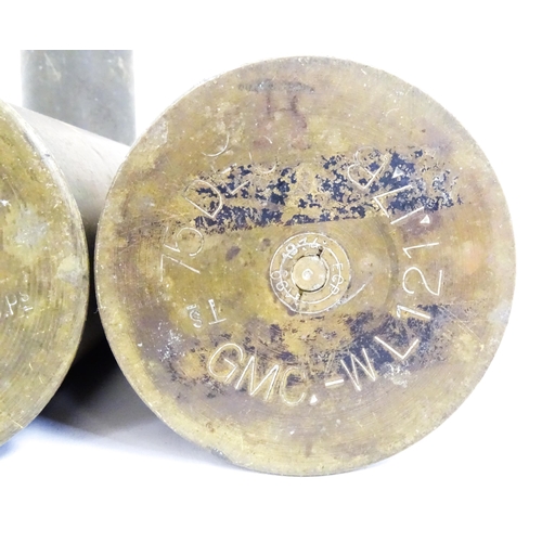 Militaria: a quantity of inert shell cases, comprising a WWII French ...