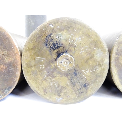 Militaria: a quantity of inert shell cases, comprising a WWII French ...