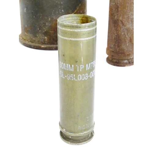 Militaria: a quantity of inert shell cases, comprising a WWII French ...