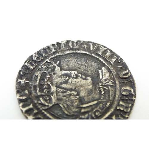 Two 16thC English silver hammered coins. One depicting Henry VIII the ...