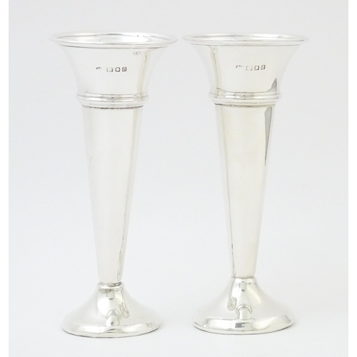 Two silver bud vases hallmarked London 1919, maker Charles Edwards ...