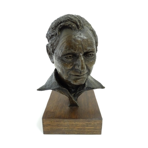 A 20thC cast bronze portrait bust of Henry George Pentus Brown by ...