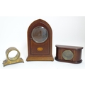 Three various mantle clock cases, to include on of lancet shape. Approx ...