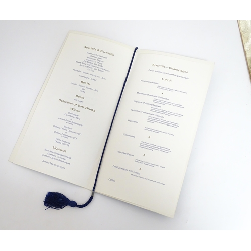 A 20thC silk Coronation Gala dinner menu from the Cafe de Paris ...