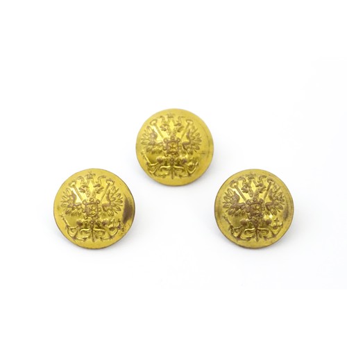 Militaria : three early 20thC Russian Navy tunic buttons, decorated ...