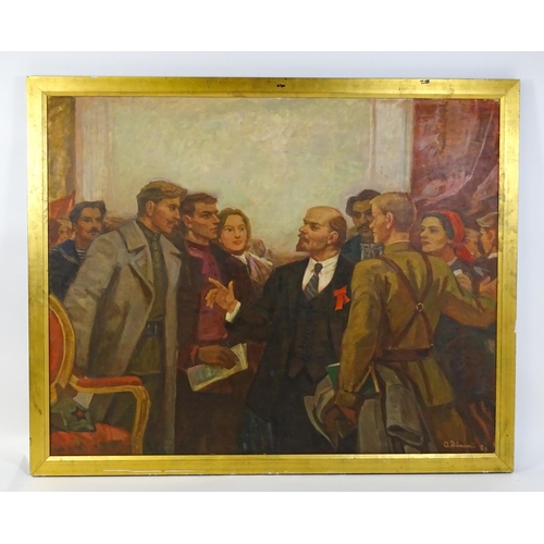 20th century, USSR / Russian School, Oil on canvas, An interior scene ...