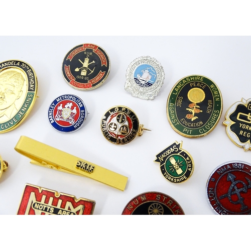 Trade Union Interest: a quantity of assorted badges, pins, etc. to ...