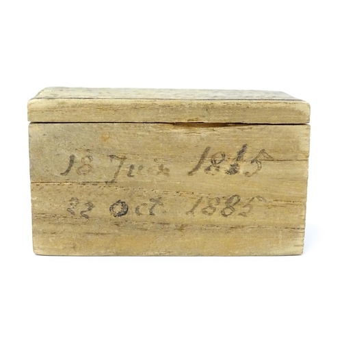 Militaria , Battle of Waterloo : a small 19thC box containing ...